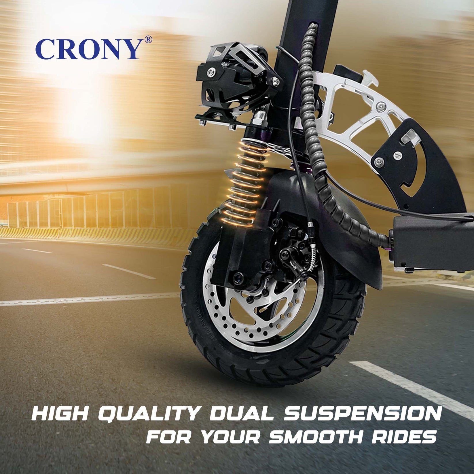 CRONY V10 Pro Electric Scooter for Adults kids, Dual Suspension Dual B ...