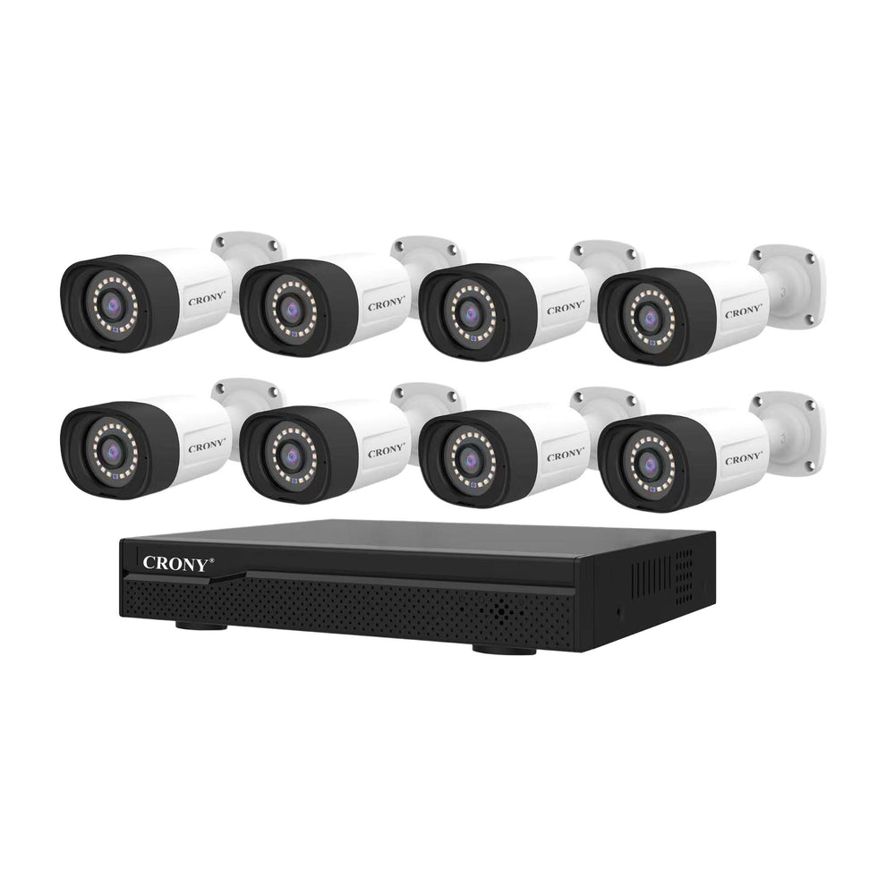CRONY D8208-5-P 8CH POE NVR+IPC POE Kit with 5MP Cameras and Motion De ...
