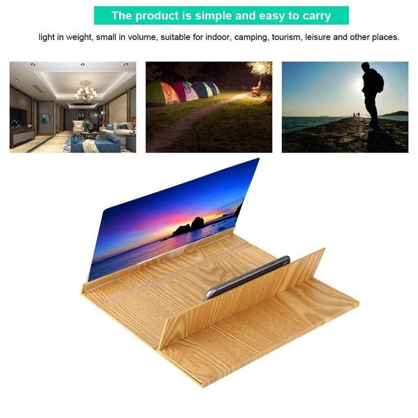 12inch Wood-grain phone screen amplifier 3D Hd Movie Mobile Phone Scre ...