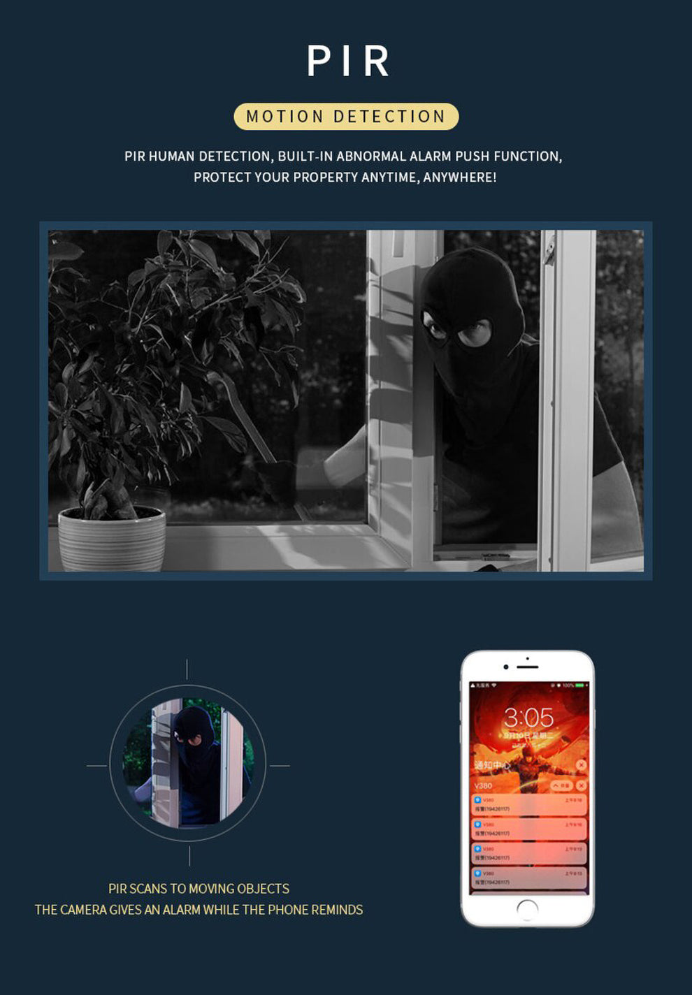 CRONY YN60-solar 5X WIFI camera 1080P HD Security Surveillance Audio ...