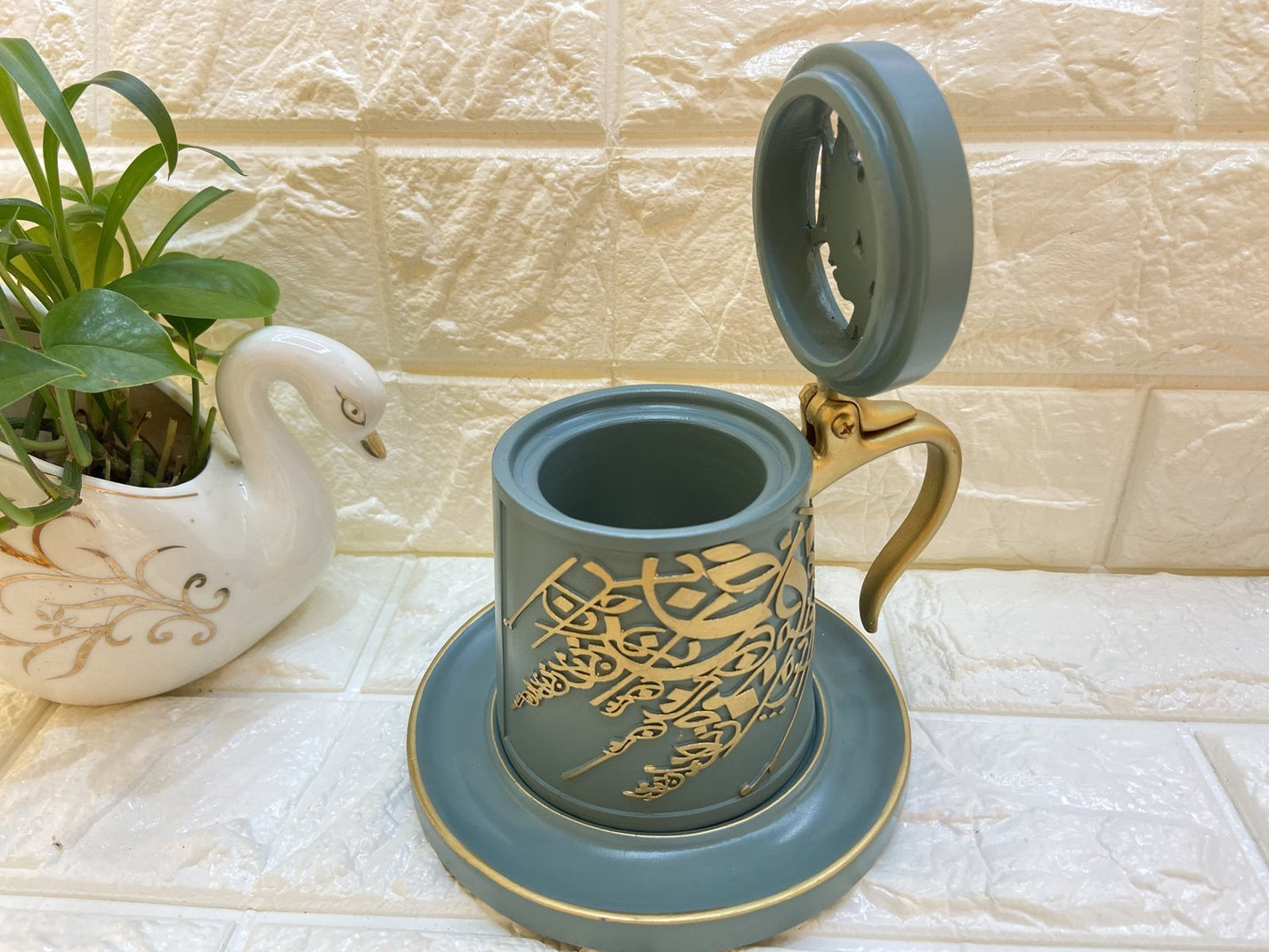 Bakhoor Big teacup Bukhoor Dukhoon Portable Incense Burner-Brown ...