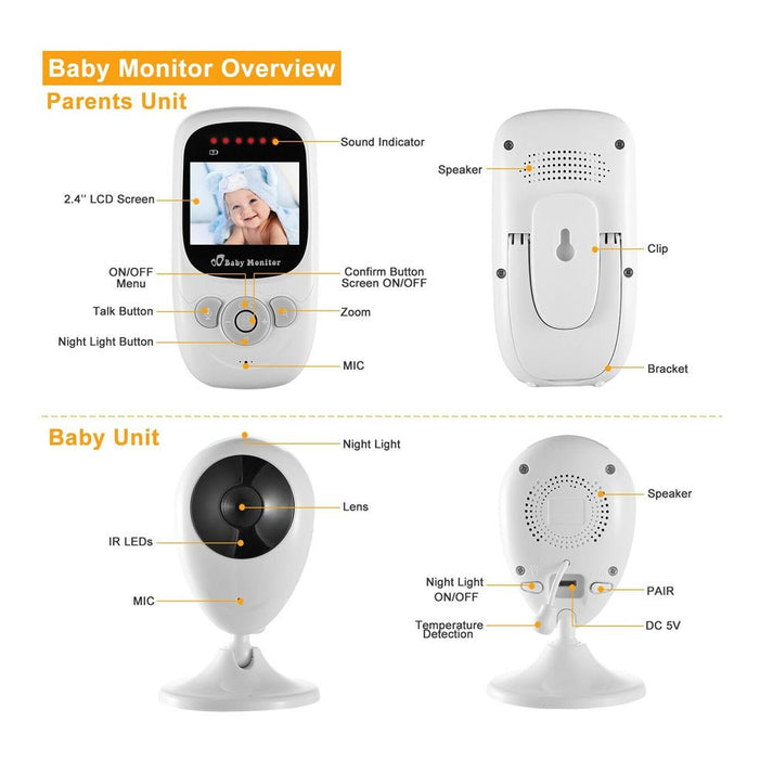 CRONY 2.4inch TFT LCD Baby Monitor Wireless Video Baby Monitor Camera ...
