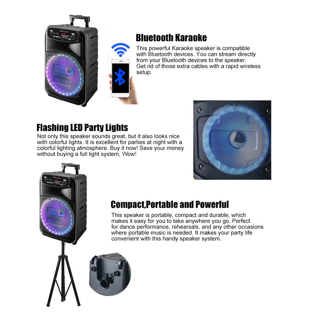 CRONY RX-8148 Speaker 8 Inch Portable Bluetooth Karaoke Wireless Troll ...