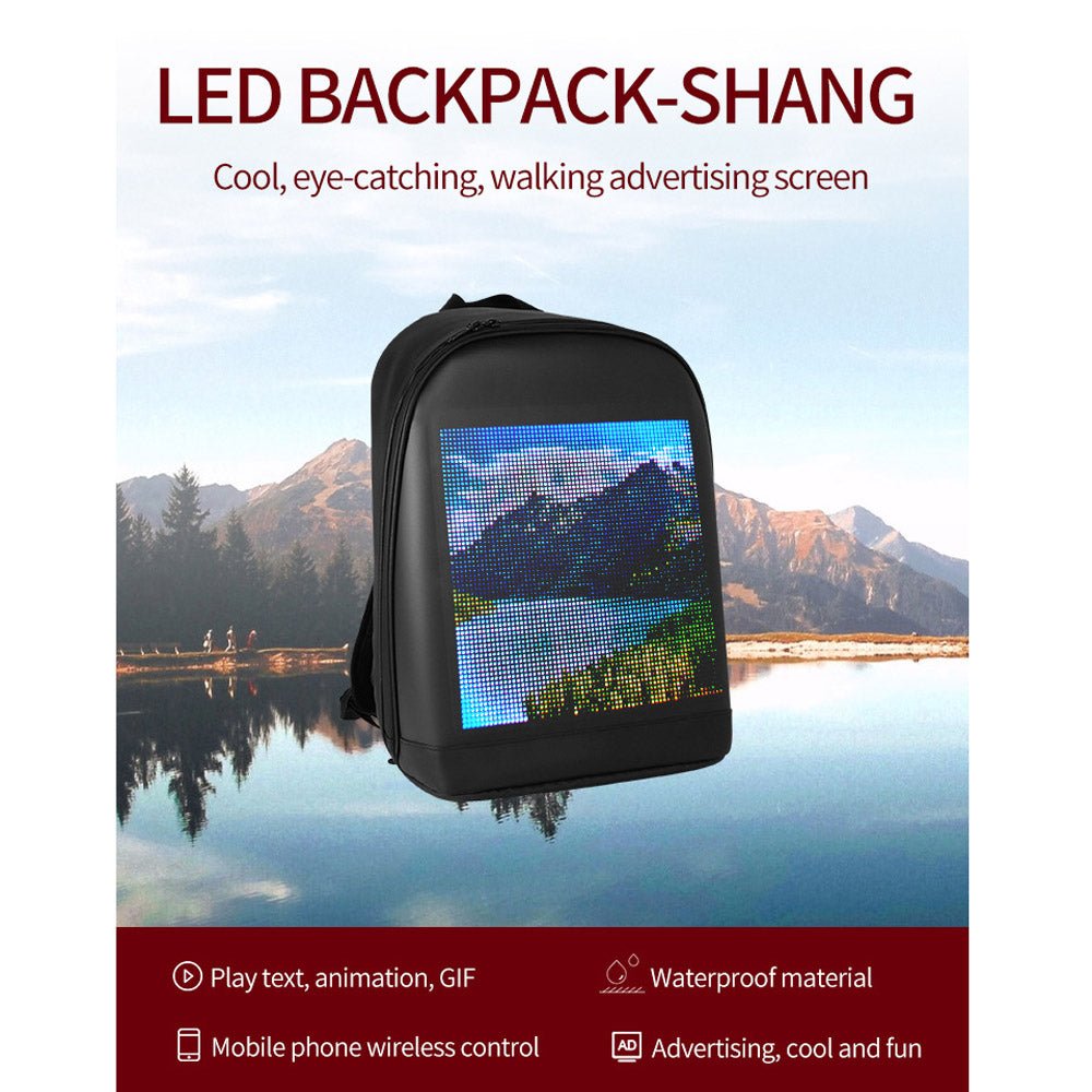 CRONY T2 AD LED display backpack light screen waterproof smart back pa ...