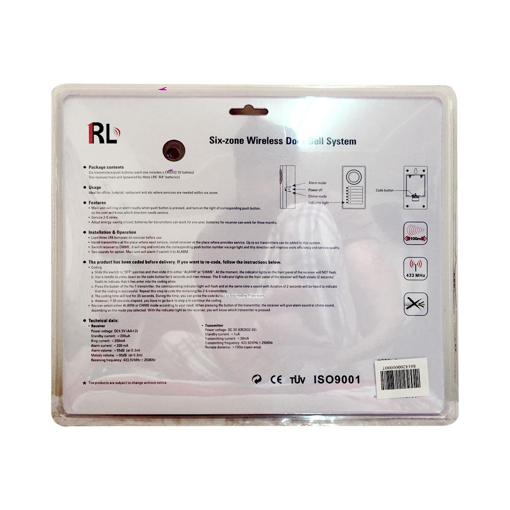 RL-05060 doorbell 6in1 doorbell The Six Zone Wireless Door Bell with P ...